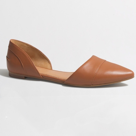 J. Crew | Shoes | J Crew Tan Leather Flats With Side Cutout | Poshmark